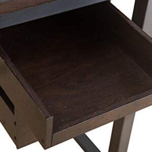 Studio Space 58" Modern Wood, Simple Style Study Laptop Computer Desk Home Office Workstation with Motion Storage Drawer and Metal Frame, Brown