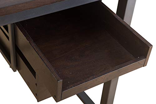 Studio Space 58" Modern Wood, Simple Style Study Laptop Computer Desk Home Office Workstation with Motion Storage Drawer and Metal Frame, Brown