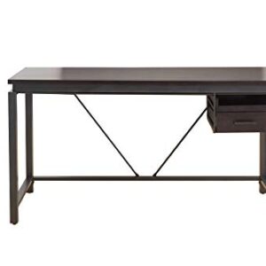 Studio Space 58" Modern Wood, Simple Style Study Laptop Computer Desk Home Office Workstation with Motion Storage Drawer and Metal Frame, Brown