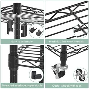 WDT 5-Shelf Shelving Units on Wheels Casters, Adjustable Heavy Duty Metal Shelf Wire Storage Rack for Home Office Garage Kitchen Bathroom Organization(16”Wx36”Dx75”H), Black