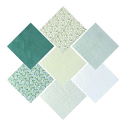 VALICLUD 7pcs St Patricks Day Cotton Fabric Bundle Irish Shamrock Squares Quilting Patchwork DIY St Patricks Day Crafts Scrapbooking