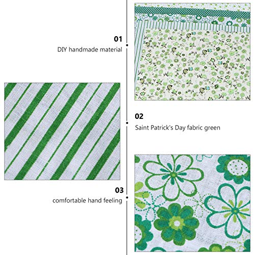 VALICLUD 7pcs St Patricks Day Cotton Fabric Bundle Irish Shamrock Squares Quilting Patchwork DIY St Patricks Day Crafts Scrapbooking