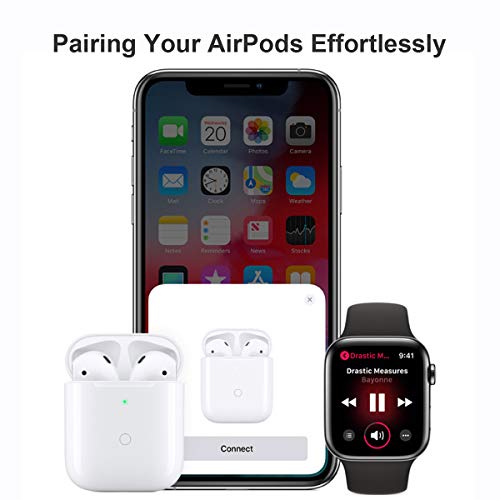 Wireless Charging Case Replacement for AirPods 1 2, Air Pods Charger Case with Bluetooth Button for Pairing (No Earbuds), White