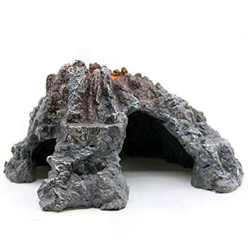 S-Lifeeling Tank Decoration Volcano Landscape View Tank Ornament Volcanic Stone Fish Tank Aquarium Decorations