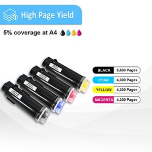 LAIPENG Compatible 6510 6515 Toner Cartridge 4 Colors for Xerox Phaser 6510n 6510dn 6510dni 6510dnm WorkCentre 6515 6515n 6515dn 6515dni 6515dnm High Yield 5500 Pages BK 4300 Pages CMY