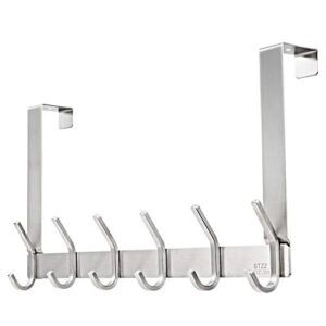 stzz over the door hook,stainless steel heavy-duty 12 hooks organizer rack for coats,robes,hats,clothes,bathroom hanging towels rack