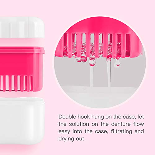 Dental Retainer Case Box Orthodontic Mouthguard Storage Case,Denture Retainer Container Teeth Bath Soaking Cup for Office|Travel|Household (Pink)