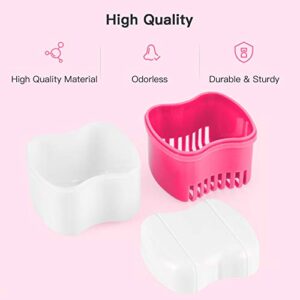 Dental Retainer Case Box Orthodontic Mouthguard Storage Case,Denture Retainer Container Teeth Bath Soaking Cup for Office|Travel|Household (Pink)