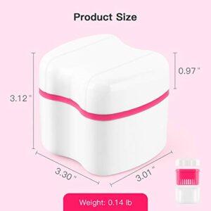 Dental Retainer Case Box Orthodontic Mouthguard Storage Case,Denture Retainer Container Teeth Bath Soaking Cup for Office|Travel|Household (Pink)