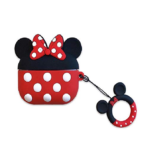 Mice Case Compatible with AirpodsPro Case,Disney Mickey Minnie Mouse Kawaii Cute 3D Cartoon Airpods Pro Silicone Cover for Girls Kids Teens Boys with Cartoon Pendant (Red)