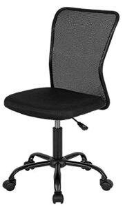 home office chair mid back mesh desk chair armless computer chair ergonomic task rolling swivel chair back support adjustable modern chair with lumbar support,black