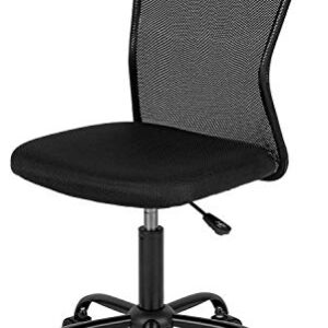 Home Office Chair Mid Back Mesh Desk Chair Armless Computer Chair Ergonomic Task Rolling Swivel Chair Back Support Adjustable Modern Chair with Lumbar Support,Black