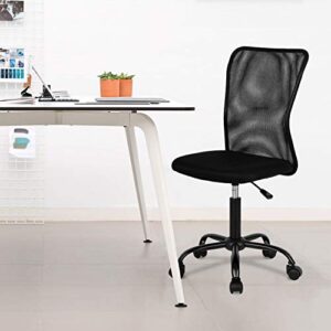 Home Office Chair Mid Back Mesh Desk Chair Armless Computer Chair Ergonomic Task Rolling Swivel Chair Back Support Adjustable Modern Chair with Lumbar Support,Black