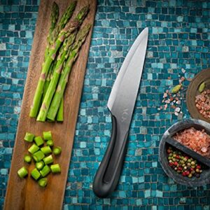 Vos Ceramic Knife Set with Covers 2 Pcs - 5" Santoku Knife, 3" Paring Knife and 2 Black Covers - Advanced Kitchen Knives for Cutting, Chopping, Slicing, Dicing with Ergonomic Unique Handles