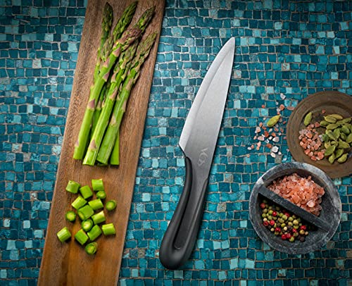 Vos Ceramic Knife Set with Covers 2 Pcs - 5" Santoku Knife, 3" Paring Knife and 2 Black Covers - Advanced Kitchen Knives for Cutting, Chopping, Slicing, Dicing with Ergonomic Unique Handles