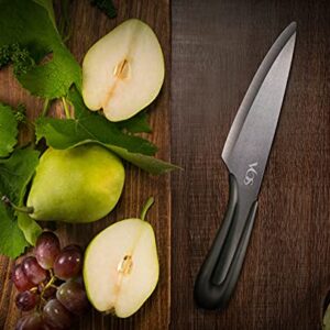 Vos Ceramic Knife Set with Covers 2 Pcs - 5" Santoku Knife, 3" Paring Knife and 2 Black Covers - Advanced Kitchen Knives for Cutting, Chopping, Slicing, Dicing with Ergonomic Unique Handles