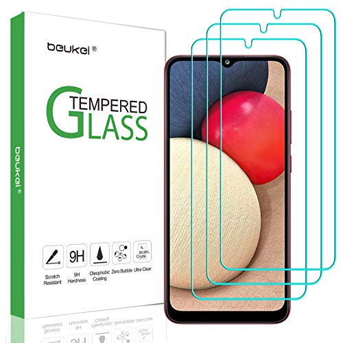 beukei (3 Pack) Compatible for Samsung Galaxy A02s / Galaxy A02 Screen Protector Tempered Glass, Touch Sensitive,Case Friendly, 9H Hardness