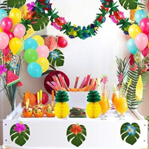 Hawaiian Luau Party Decorations 82Pcs, Tropical Party Balloons, Palm Leaves, Flower Banner, Hibiscus Flowers, Pineapple, for Summer Party Supplies Beach Party Wedding Birthday Party For Adult & Kid