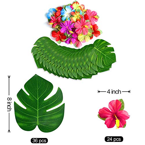 Hawaiian Luau Party Decorations 82Pcs, Tropical Party Balloons, Palm Leaves, Flower Banner, Hibiscus Flowers, Pineapple, for Summer Party Supplies Beach Party Wedding Birthday Party For Adult & Kid