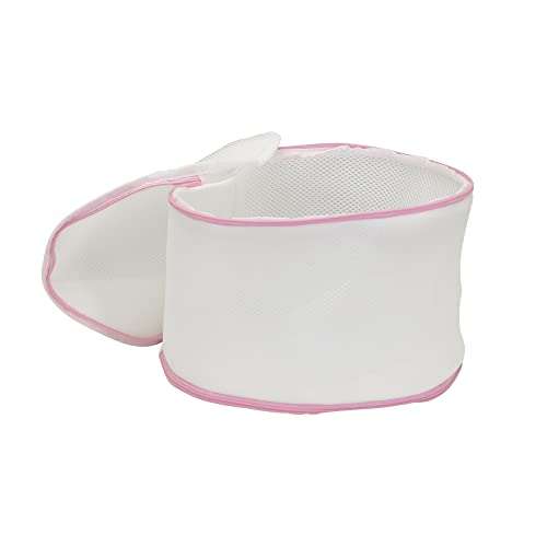 Household Essentials Bra Wash Bag, Large, Soft Polyester Mesh, Dual Zippered Compartments, Snag and Tangle Resistant, Contoured Design, Perfect for Expensive or Delicate Lingerie, White and Pink Trim