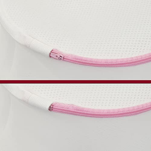 Household Essentials Bra Wash Bag, Large, Soft Polyester Mesh, Dual Zippered Compartments, Snag and Tangle Resistant, Contoured Design, Perfect for Expensive or Delicate Lingerie, White and Pink Trim