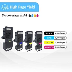 4 Colors Compatible Toner Cartridges TK5242 TK-5242 High Capacity 4000 Pages for Black, 3000 Pages for Cyan Magenta Yellow for Kyocera ECOSYS P5026cdn P5026cdw M5526cdn M5526cdw Laser Printers