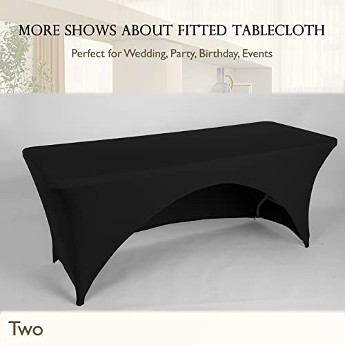 Fhberni Spandex Table Cover 4 ft. Fitted Polyester Tablecloth Stretch Table Cover Table Topper Open Back - Black