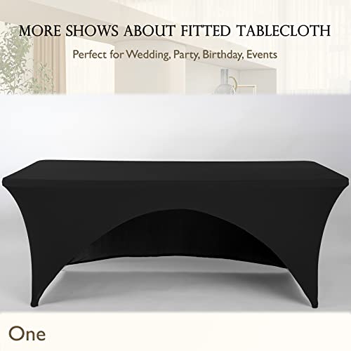 Fhberni Spandex Table Cover 4 ft. Fitted Polyester Tablecloth Stretch Table Cover Table Topper Open Back - Black