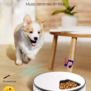 MAICHENG 6 Meal Automatic Pet Feeder-Dry Cat Food Dispenser with Programmable Timer, Portion Control, LCD Display-for Cats Small Dogs-420g