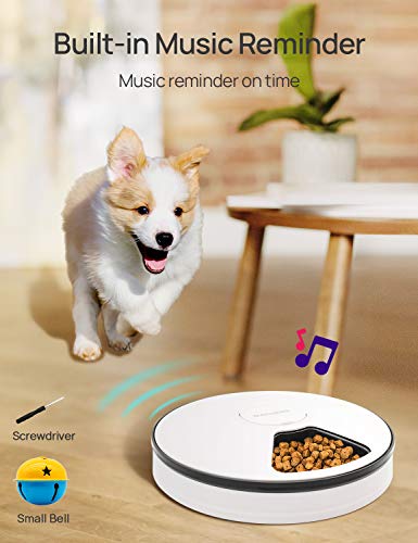 MAICHENG 6 Meal Automatic Pet Feeder-Dry Cat Food Dispenser with Programmable Timer, Portion Control, LCD Display-for Cats Small Dogs-420g