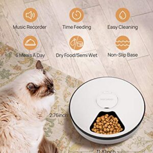 MAICHENG 6 Meal Automatic Pet Feeder-Dry Cat Food Dispenser with Programmable Timer, Portion Control, LCD Display-for Cats Small Dogs-420g