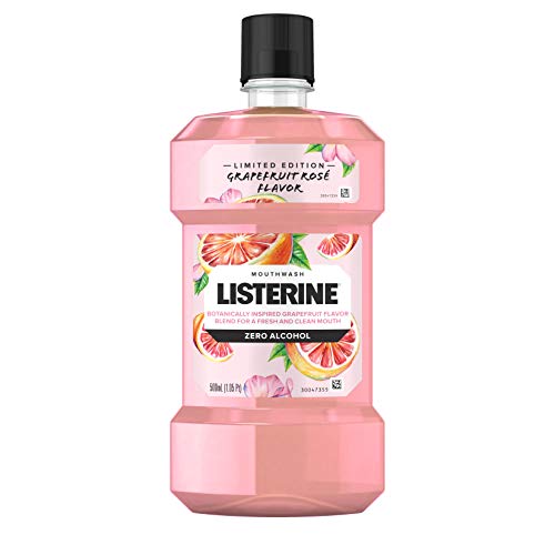 Listerine Zero Alcohol Mouthwash, Limited Edition Grapefruit Rose Flavor, 500 mL(Pack of 2)