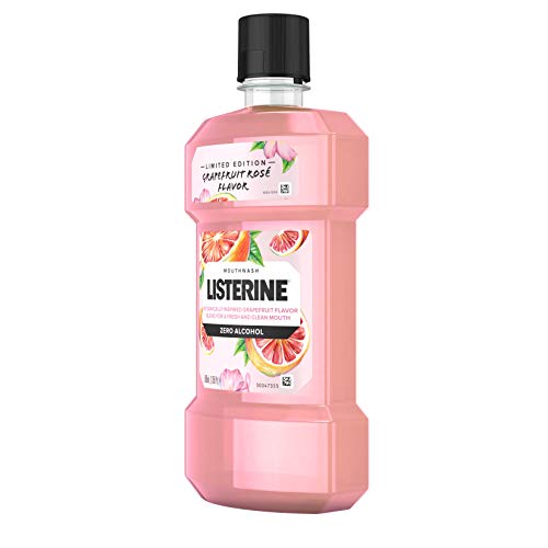 Listerine Zero Alcohol Mouthwash, Limited Edition Grapefruit Rose Flavor, 500 mL(Pack of 2)