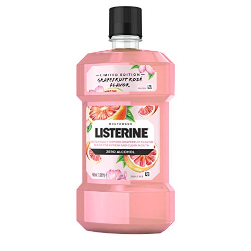 Listerine Zero Alcohol Mouthwash, Limited Edition Grapefruit Rose Flavor, 500 mL(Pack of 2)