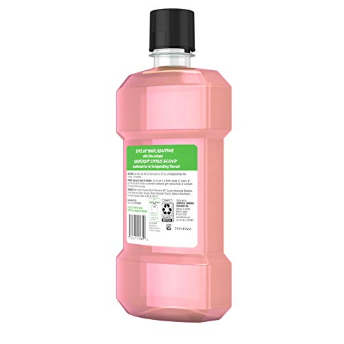 Listerine Zero Alcohol Mouthwash, Limited Edition Grapefruit Rose Flavor, 500 mL(Pack of 2)