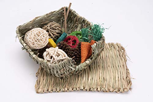 PStarDMoon Bunny Grass Bed-Hand Made Edible Natural Grass Hideaway Comfortable Playhouse for Rabbits, Guinea Pigs and Small Animals to Play,Sleep and Eat(style1)