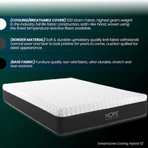 12" DreamZone Cooling Hybrid, Ultra-High Density Gel Memory Foam, Breathable, Okeo-Tex & CertiPUR US Certified Materials/Bed in A Box/Full-Size Mattress by Hope