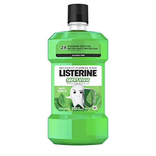 Listerine Smart Rinse Kids Fluoride Anticavity Mouthwash, Mint Shield Flavor, 500 mL