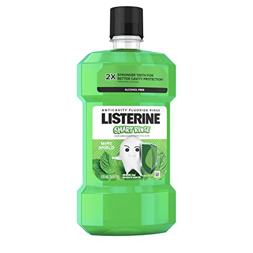 Listerine Smart Rinse Kids Fluoride Anticavity Mouthwash, Mint Shield Flavor, 500 mL