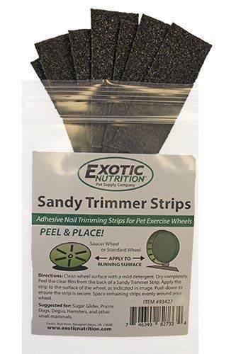 Exotic Nutrition Sandy Trimmer Strips (Large) (8 Strips) - Adhesive Nail Trimming Strips for Pet Exercise Wheels - Sugar Gliders, Prairie Dogs, Degus, Squirrels, Chinchillas