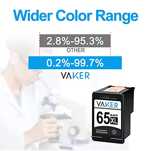 VAKER Remanufactured Ink Cartridge Replacement for HP 65XL 65 XL for Envy 5052 5055 5000 5012 5010 5020 5030 DeskJet 2600 2622 2652 3722 3755 HP AMP 100 Printer (1 Black )