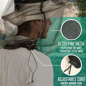 Bug Head Net Mesh - Bug Face Netting for Hats - Insect Net Mask Cover from Gnats, No-See-Ums & Midges with Extra Fine Fly Screen Holes - Outdoor Protection for Men & Women