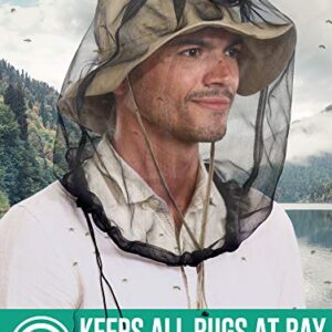 Bug Head Net Mesh - Bug Face Netting for Hats - Insect Net Mask Cover from Gnats, No-See-Ums & Midges with Extra Fine Fly Screen Holes - Outdoor Protection for Men & Women