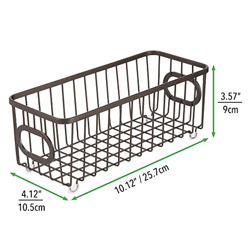 mDesign Metal Basket Organizer Bin for Kitchen Storage - Small Farmhouse Wire Basket - Storage Bin for Pantry - Perfect for Top of Fridge Organization - Unity Collection - Bronze