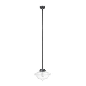 globe electric 60392 sloane 1-light pendant, dark bronze, clear glass shade