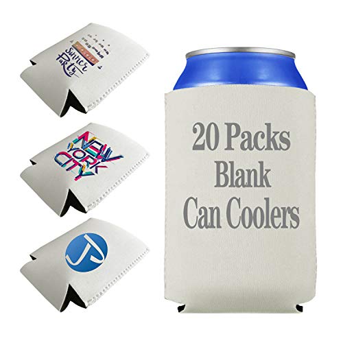 20Pack Can Coolers Drink Coolers Sublimation Blanks DIY Custom Cooler for Cans and Bottles,Perfect For BBQ,Weddings,Parties White Heat-Goo