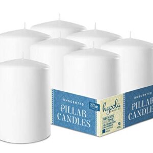 Hyoola White Pillar Candles 3x4 Inch - Unscented Pillar Candles - 6-Pack - European Made