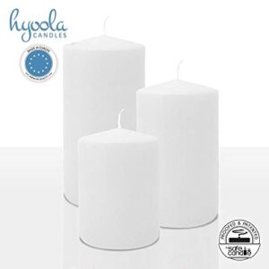 Hyoola White Pillar Candles 3x4 Inch - Unscented Pillar Candles - 6-Pack - European Made