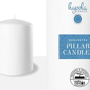 Hyoola White Pillar Candles 3x4 Inch - Unscented Pillar Candles - 6-Pack - European Made