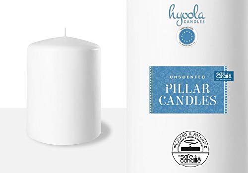 Hyoola White Pillar Candles 3x4 Inch - Unscented Pillar Candles - 6-Pack - European Made